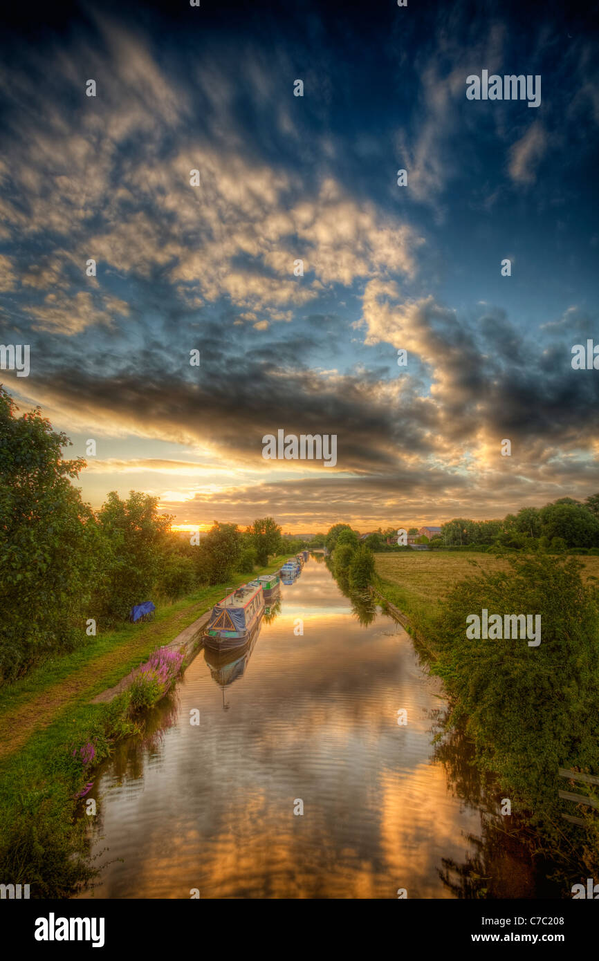 A view from a bridge looking down on the Zouch cut, a canal of the ...