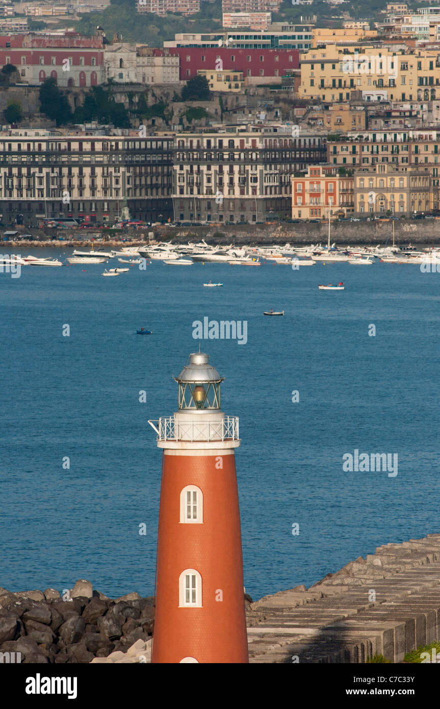 Naples (Napoli) seafront with lighthouse. Italy Stock Photo - Alamy