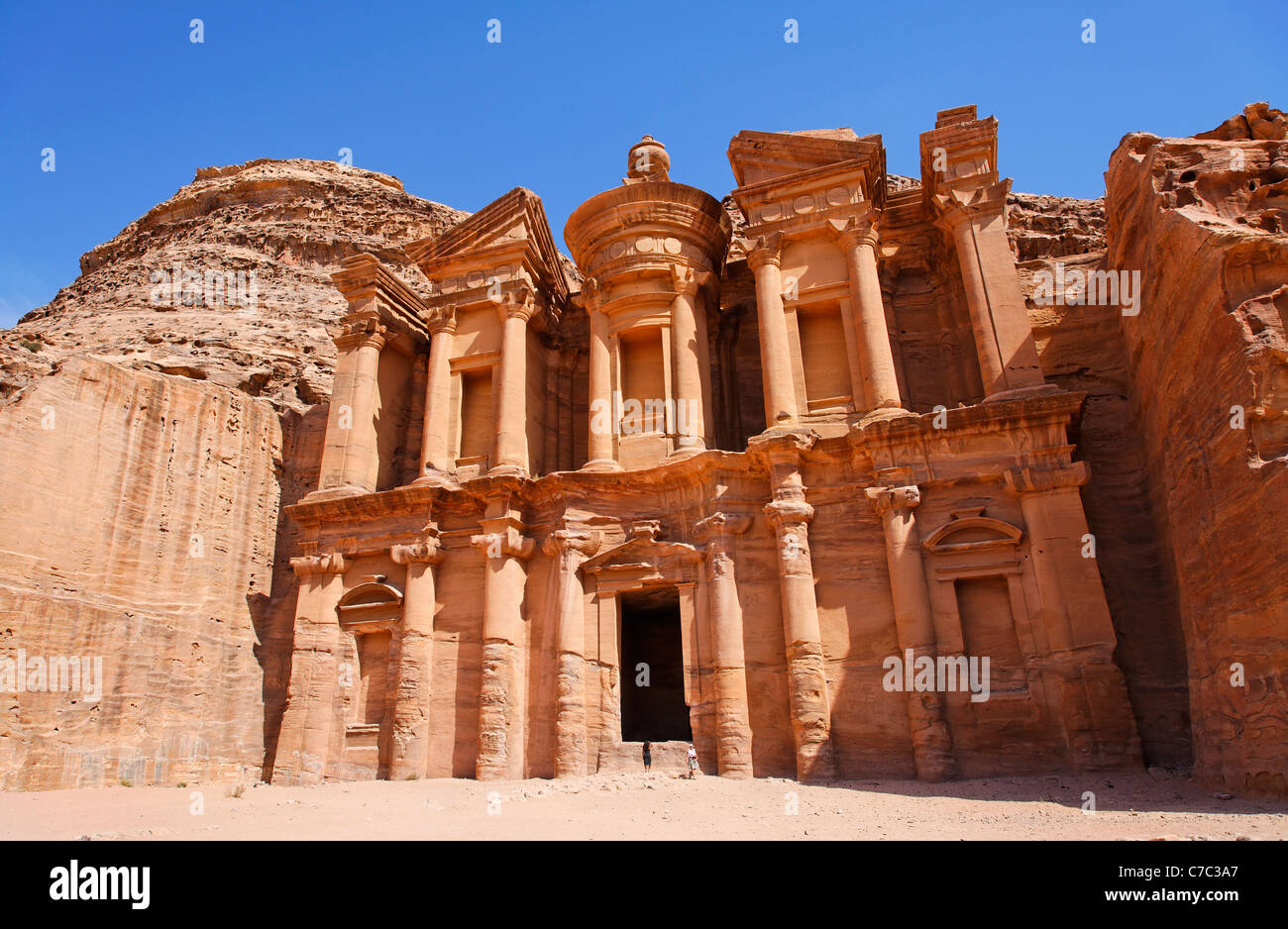 The Monastery, sculpted out of the rock, at Petra, Jordan Stock Photo ...