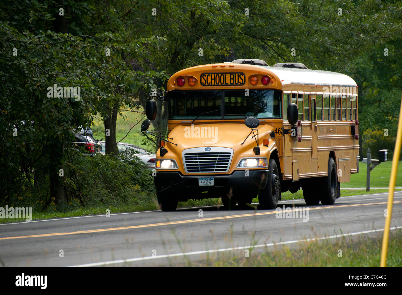 Schoolbus on the road Stock Photo - Alamy