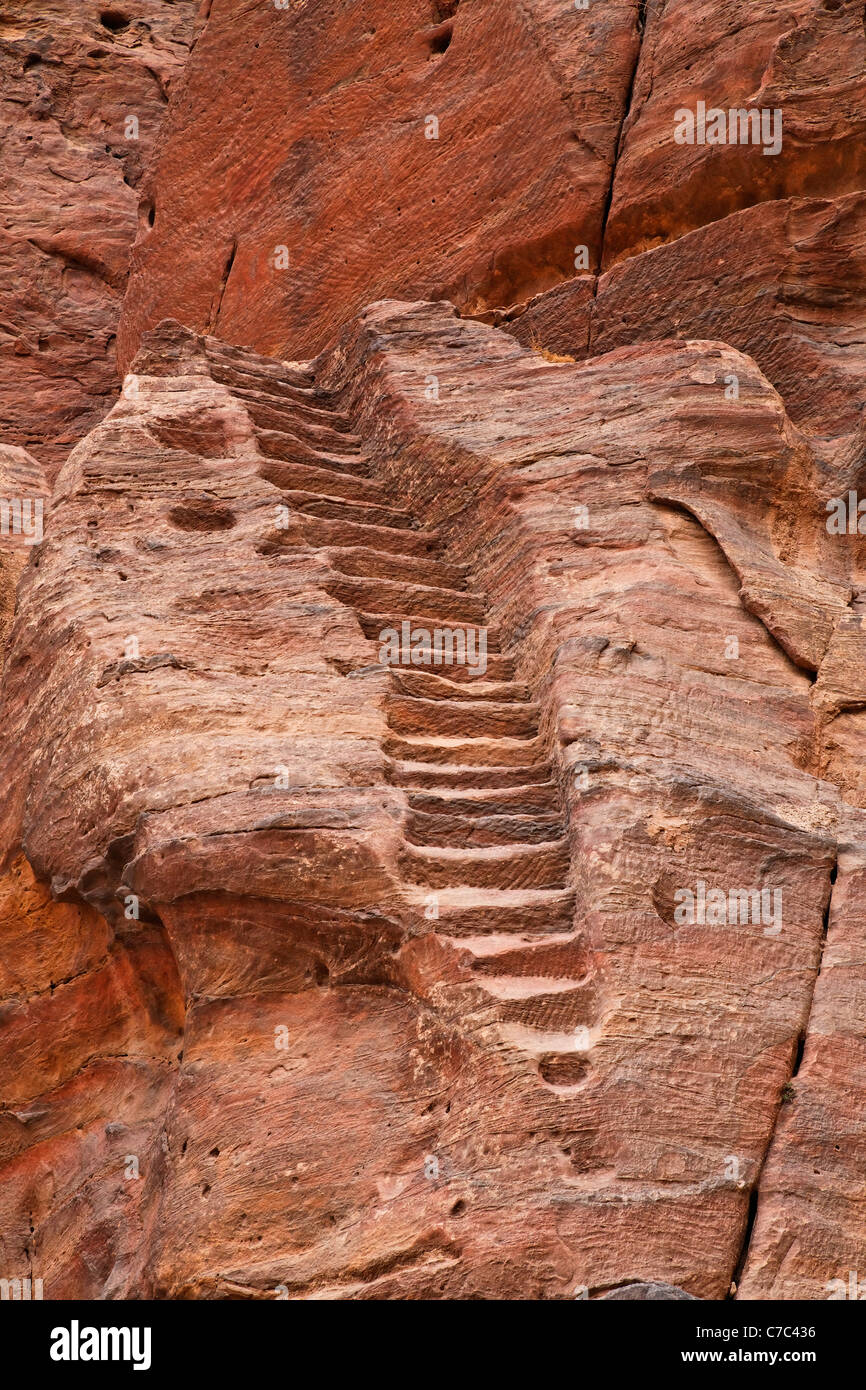 Rock cut stairway of the Street of Facades, Petra, Jordan Stock Photo ...