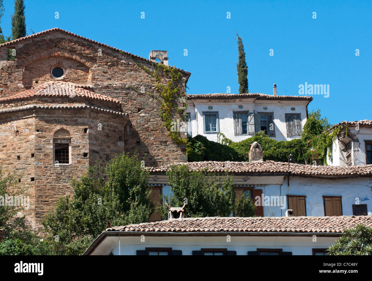 Greek Orthodox church at the old Greek Village of Sirince in Selcuk ...