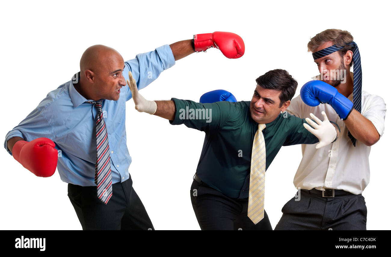 Businessmen boxing isolated in white Stock Photo - Alamy