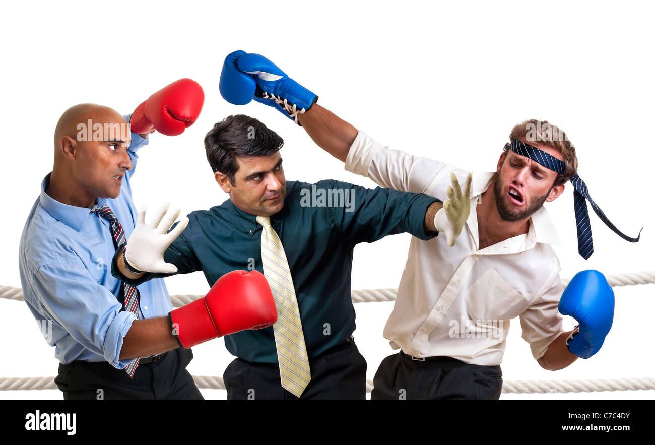 Businessmen boxing isolated in white Stock Photo - Alamy
