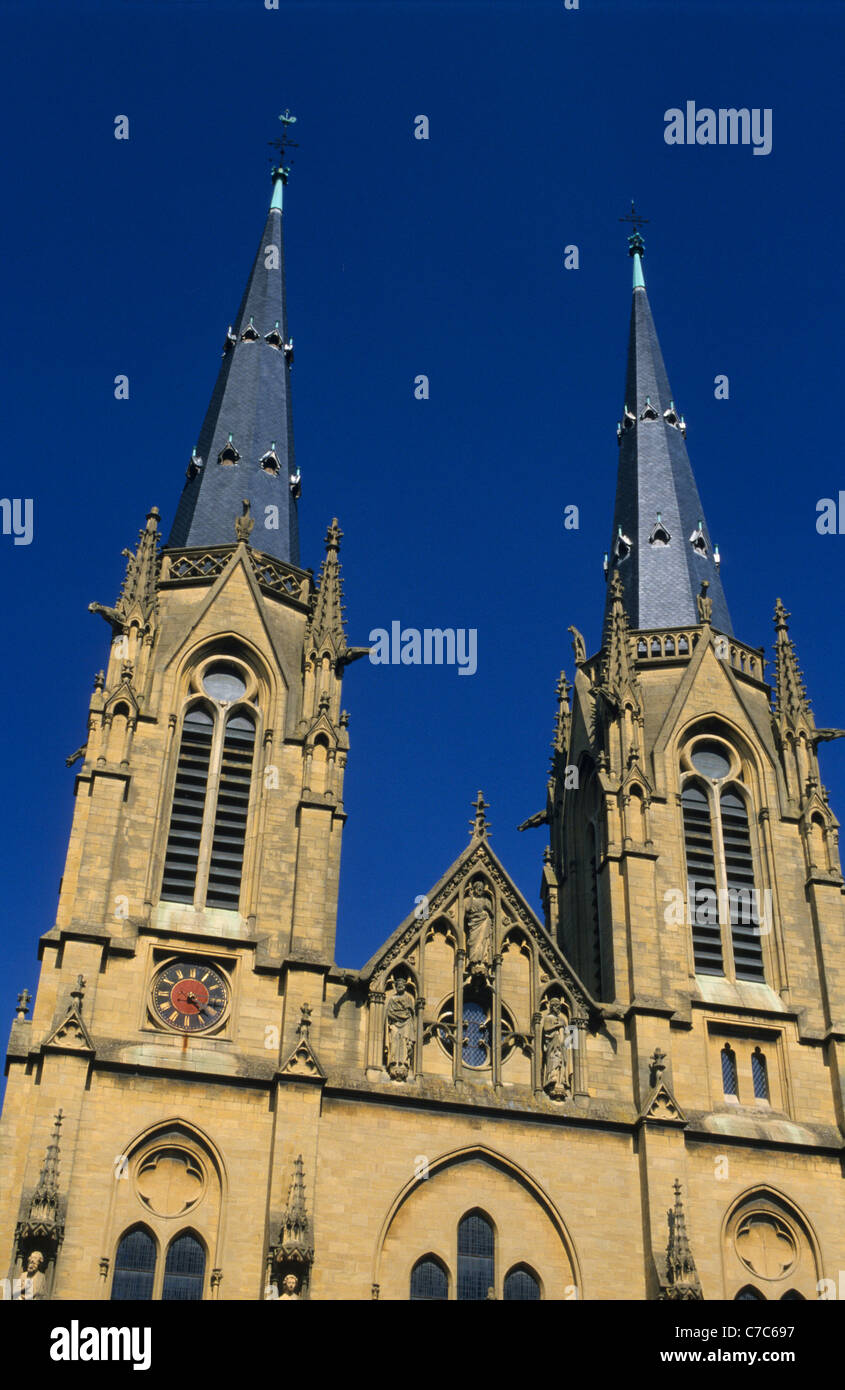 Ste Segolene church clock towers, Metz, Moselle, Lorraine region ...