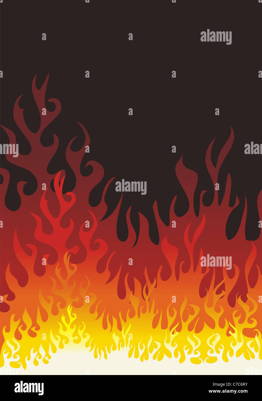 Fire Flames vector illustration over dark brown background Stock Photo ...