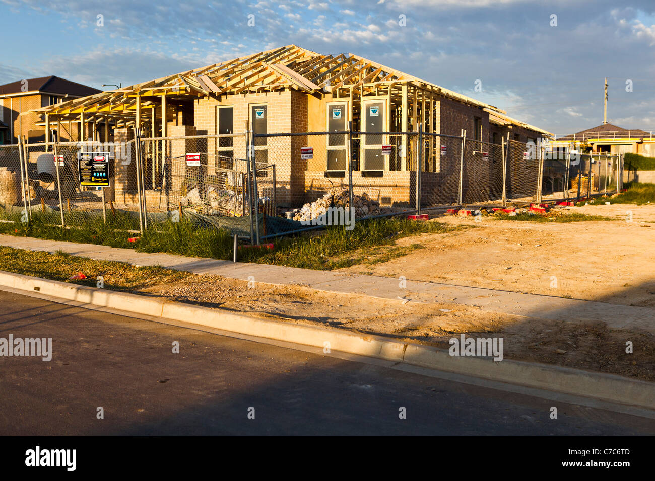 A partially built house in Bunya estate, a new housing estate in ...
