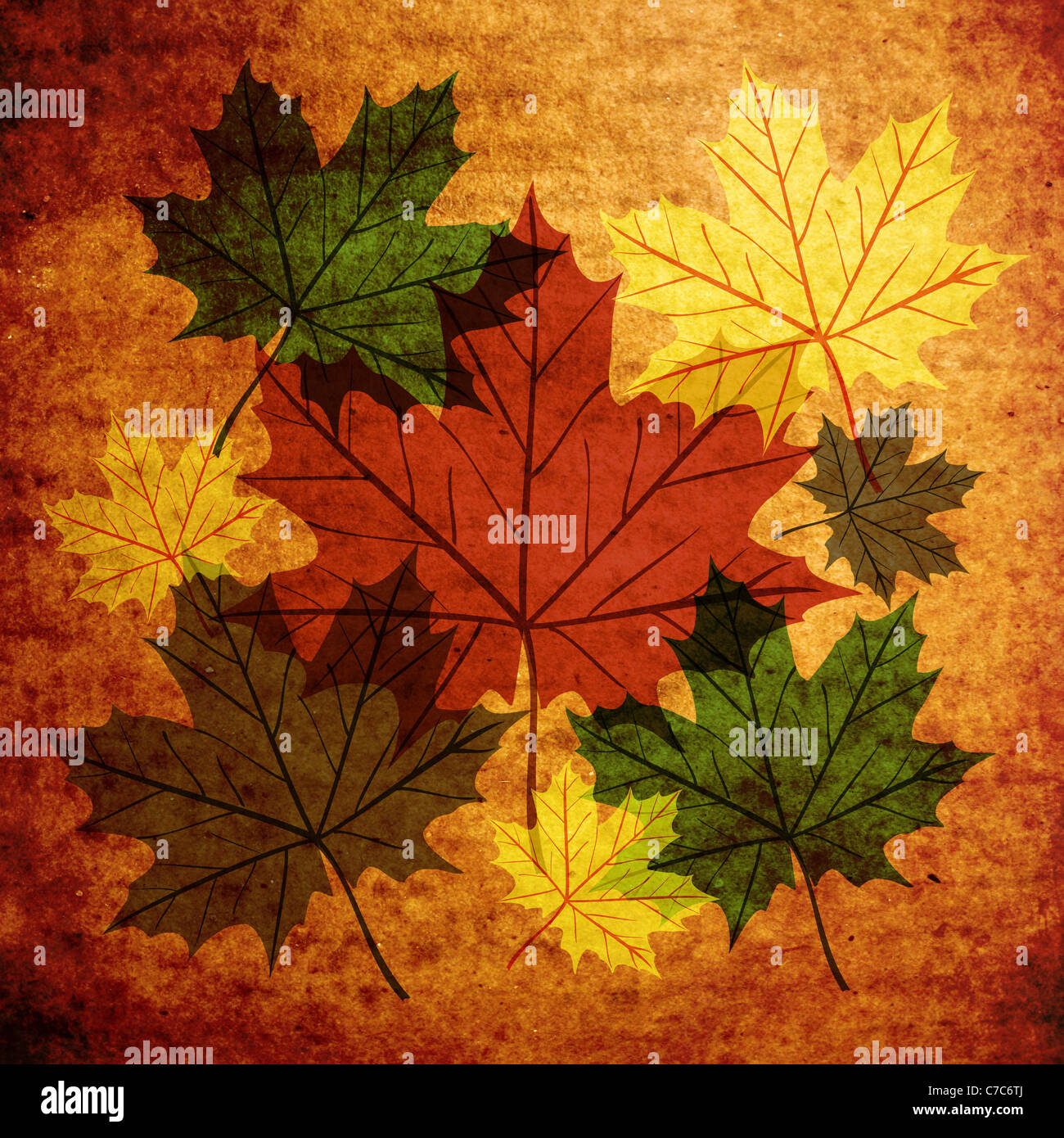 Fall leaves vintage abstract composition background Stock Photo - Alamy