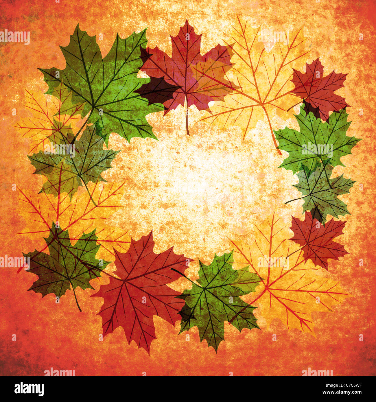 Fall leaves transparency circle vintage background Stock Photo - Alamy