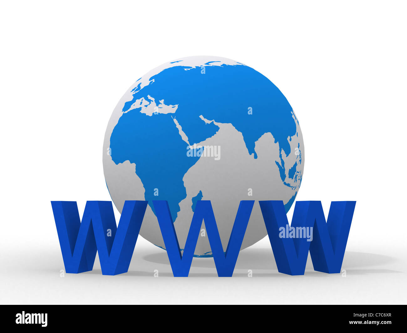 3d illustration of earth globe and mouse cursor, over white background ...