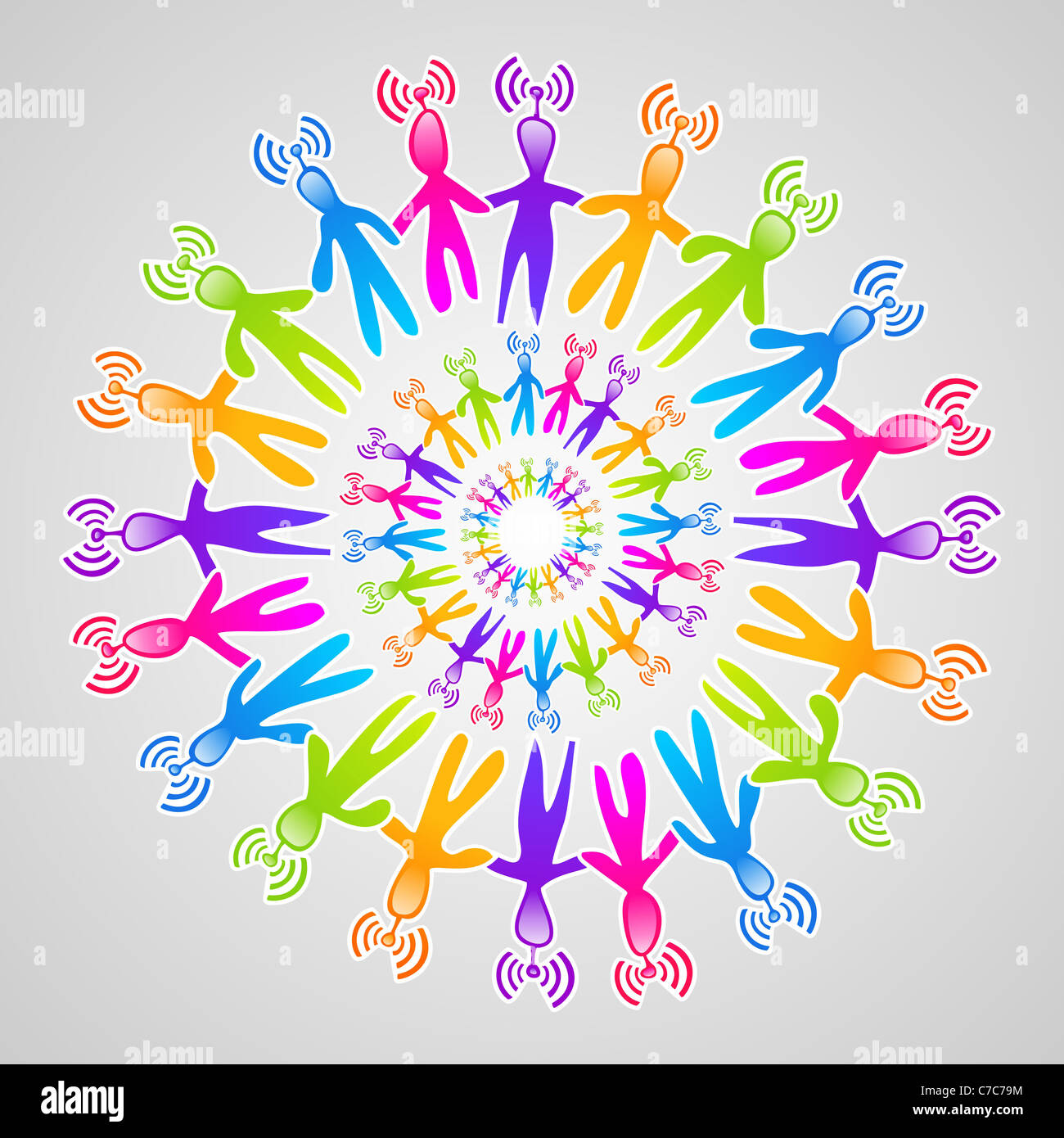 Social media network connection mandala concept Stock Photo - Alamy