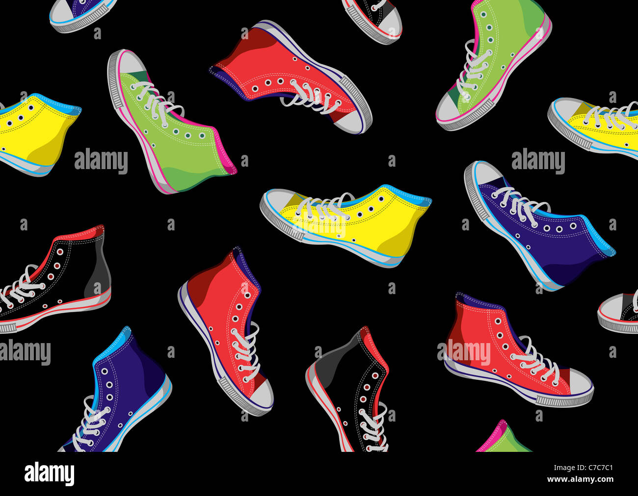 Colourful sneakers on black background. Vector available Stock Photo ...