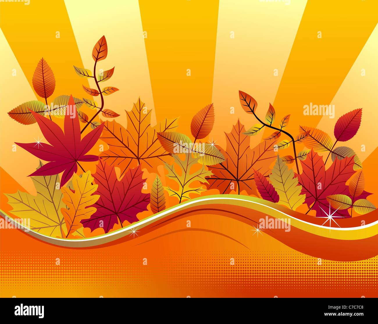 Autumn leaves on a yellow background. Vector available Stock Photo - Alamy