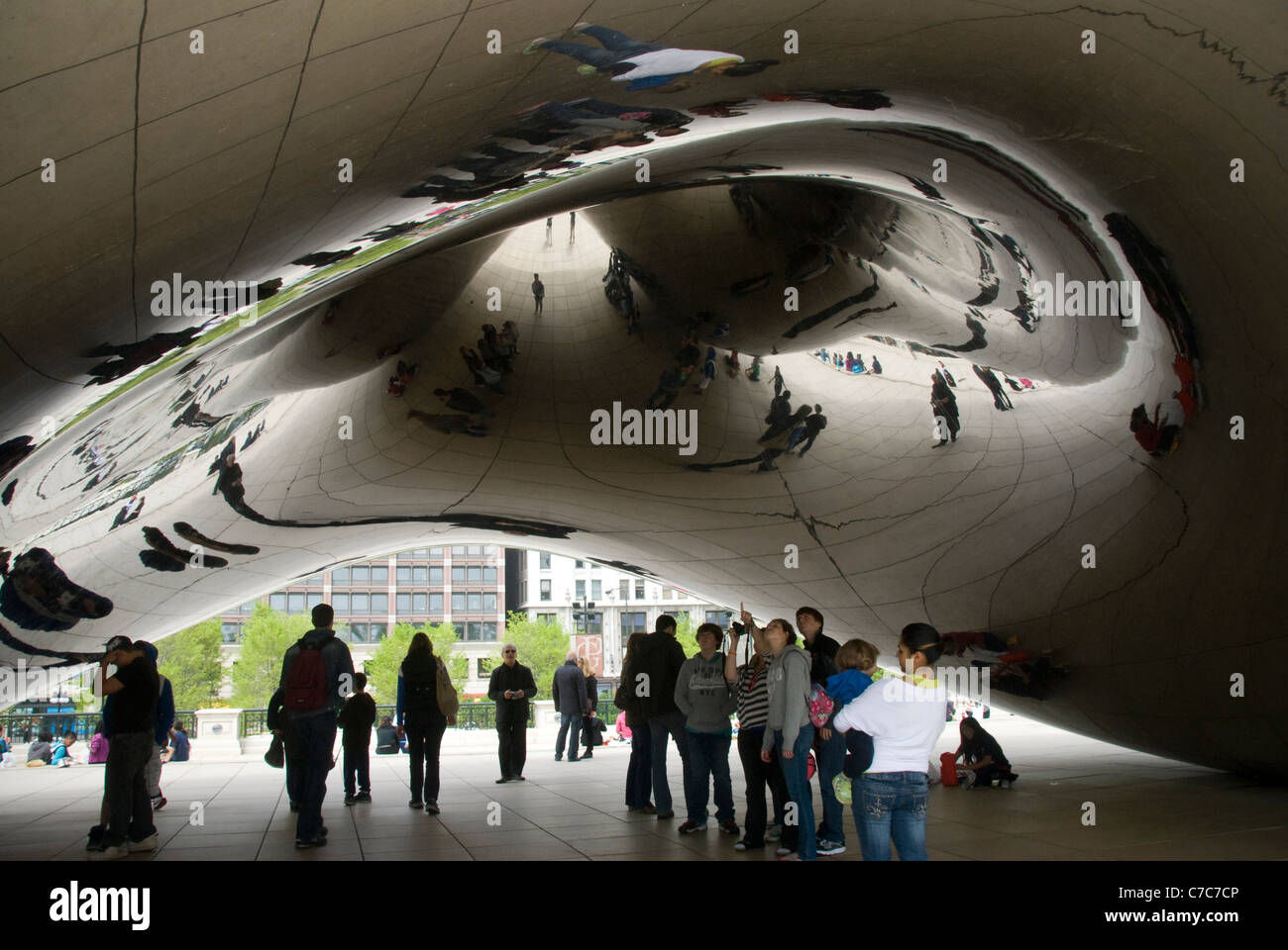 "Cloud Gate" sculpture, also called "The Bean", Millennium Park ...