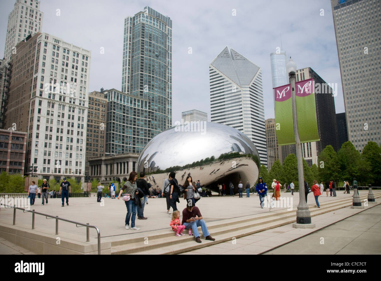 "Cloud Gate" sculpture, also called "The Bean", Millennium Park ...