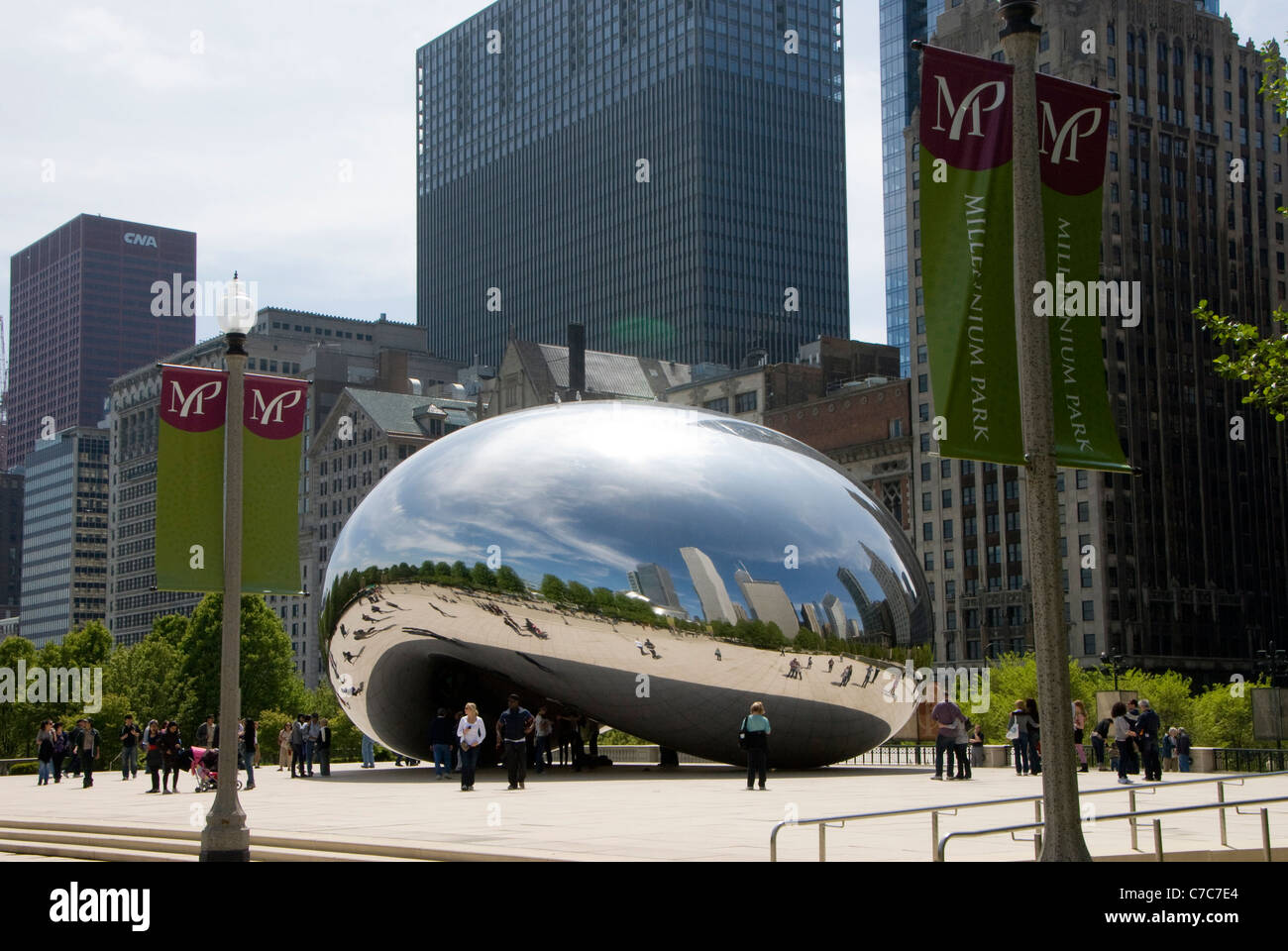 "Cloud Gate" sculpture, also called "The Bean", Millennium Park ...