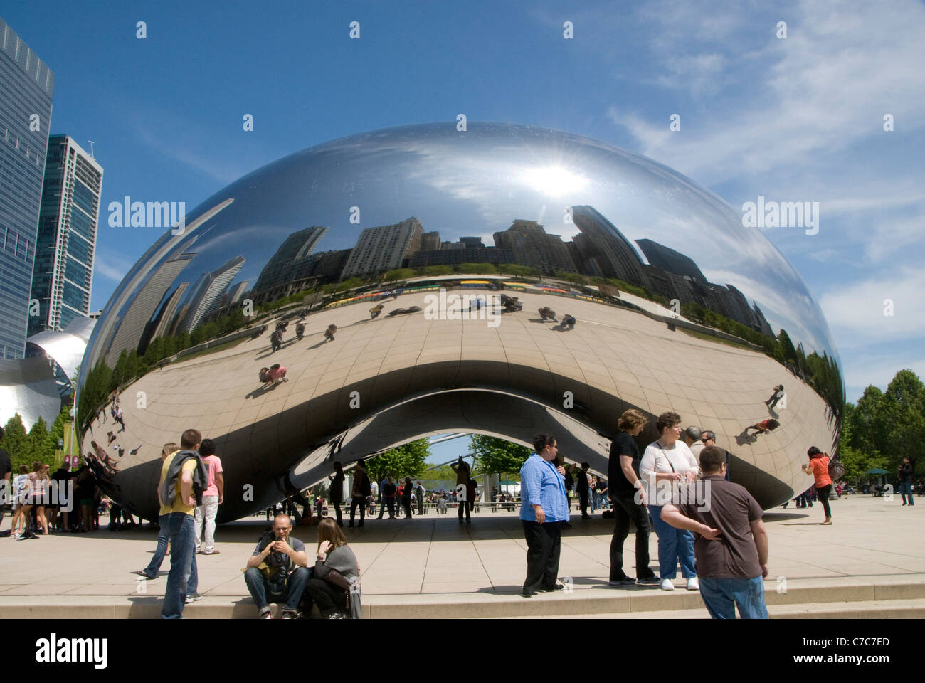 "Cloud Gate" sculpture, also called "The Bean", Millennium Park ...
