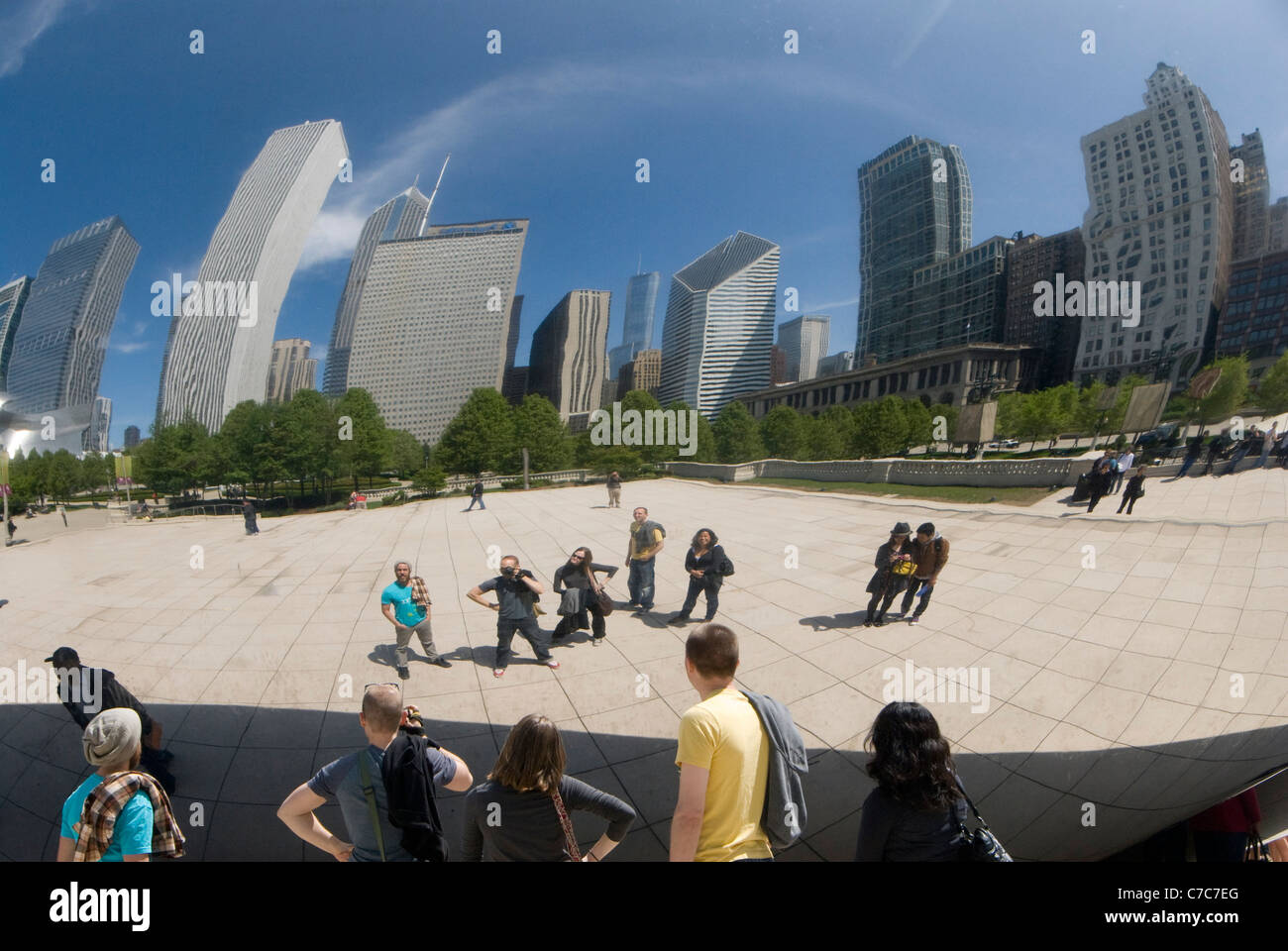 "Cloud Gate" sculpture, also called "The Bean", Millennium Park ...