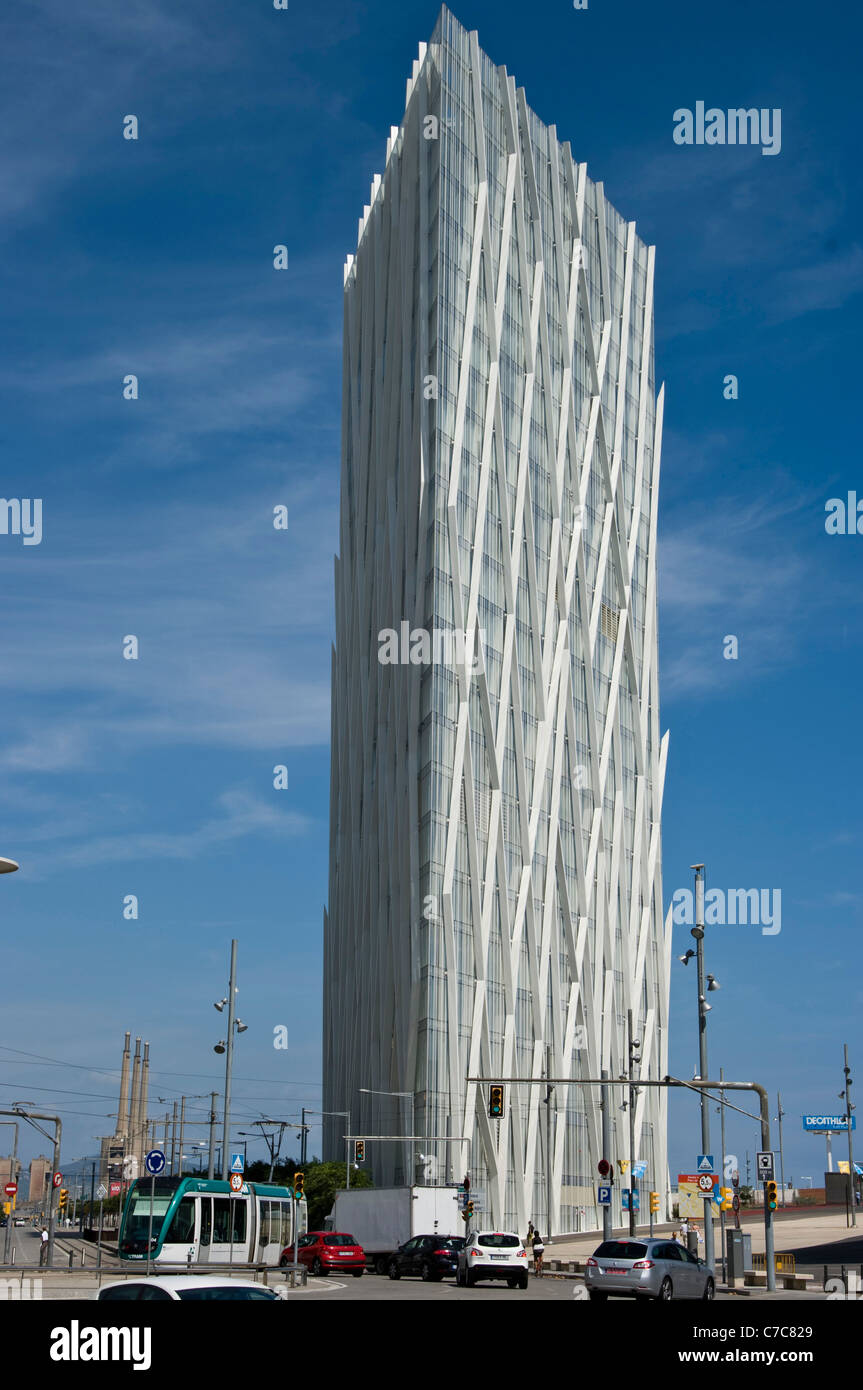 Spain. Barcelona city. Diagonal Zero Zero Tower (2011) designed by the ...