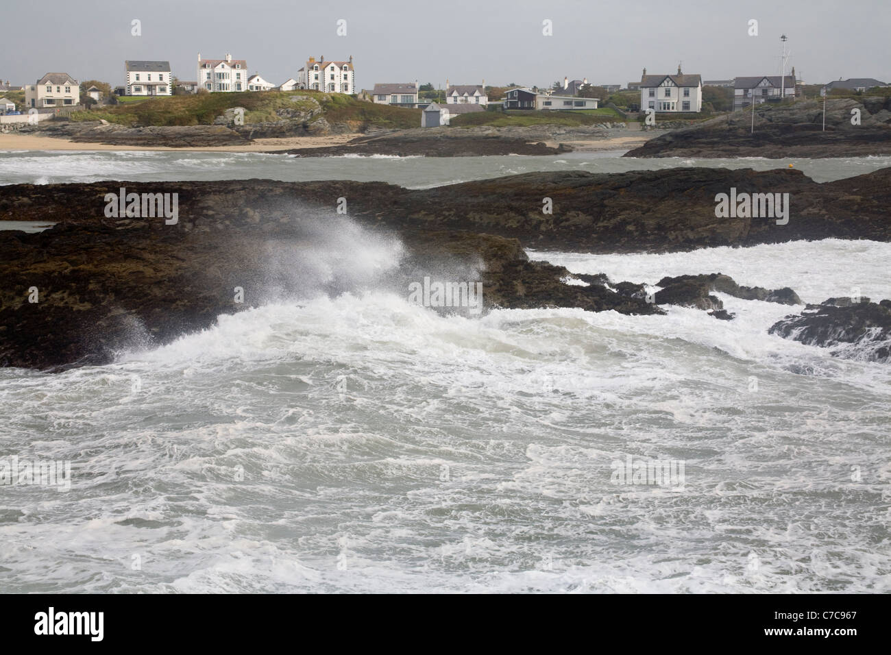 Trearddur Bay Isle of Anglesey North Wales September Waves crashing ...
