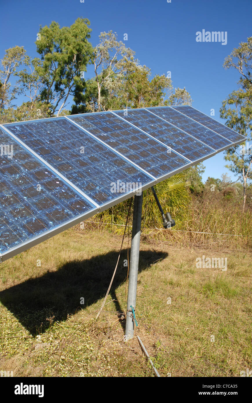 Solar PV panels installed in a rural property in the outback ...