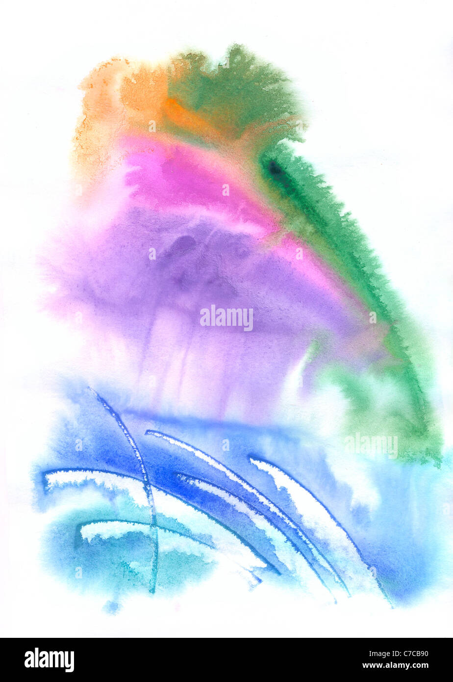 Colorful water color pouring on a paper a background overflowing Stock ...