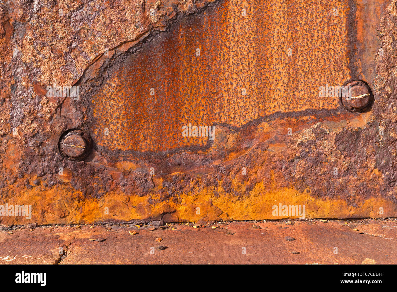 Rusty Old Plate Metal Disused Gun Emplacements in Hurst Castle wall ...
