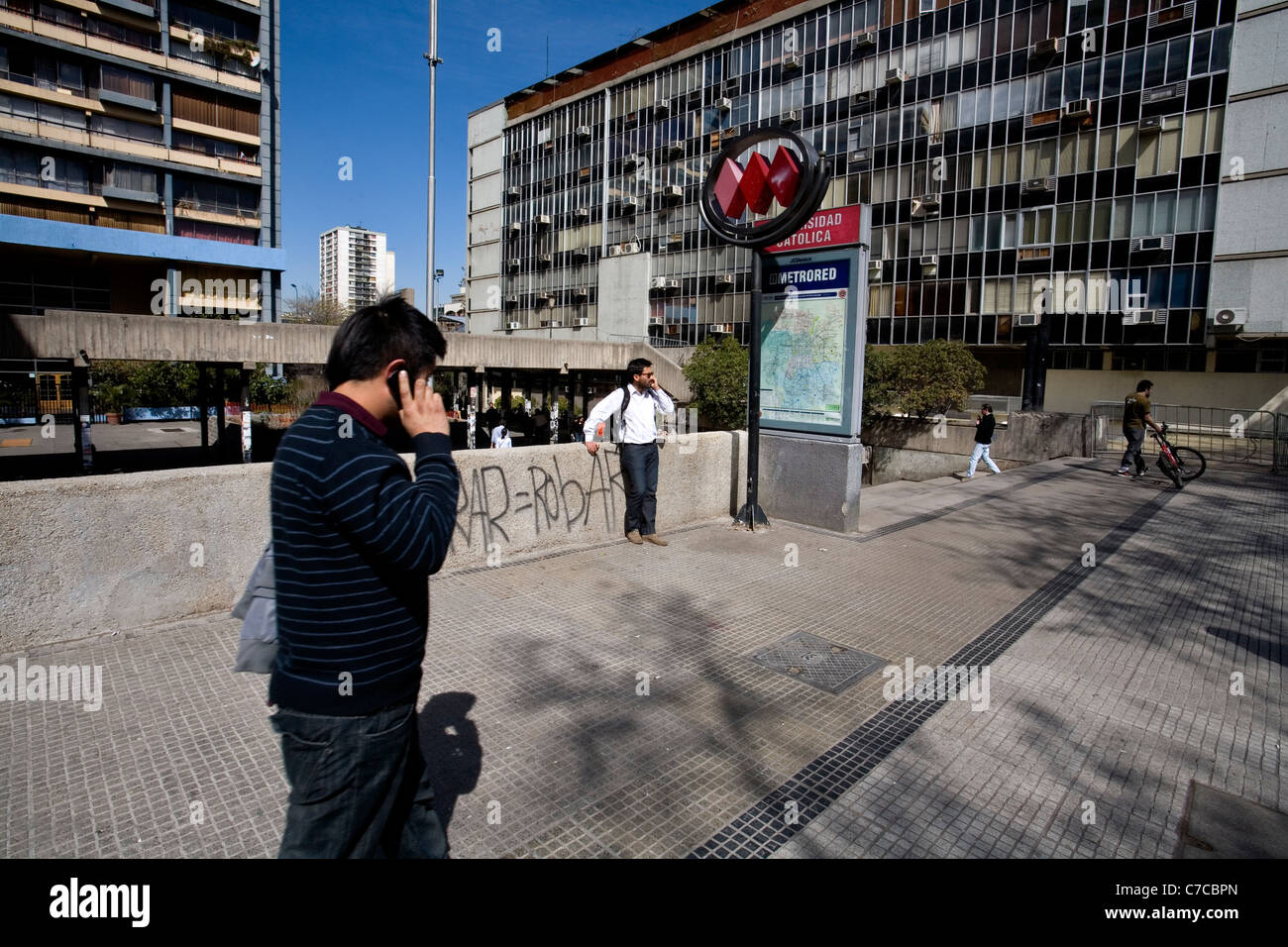 People on the phone Santiago de Chile Stock Photo - Alamy