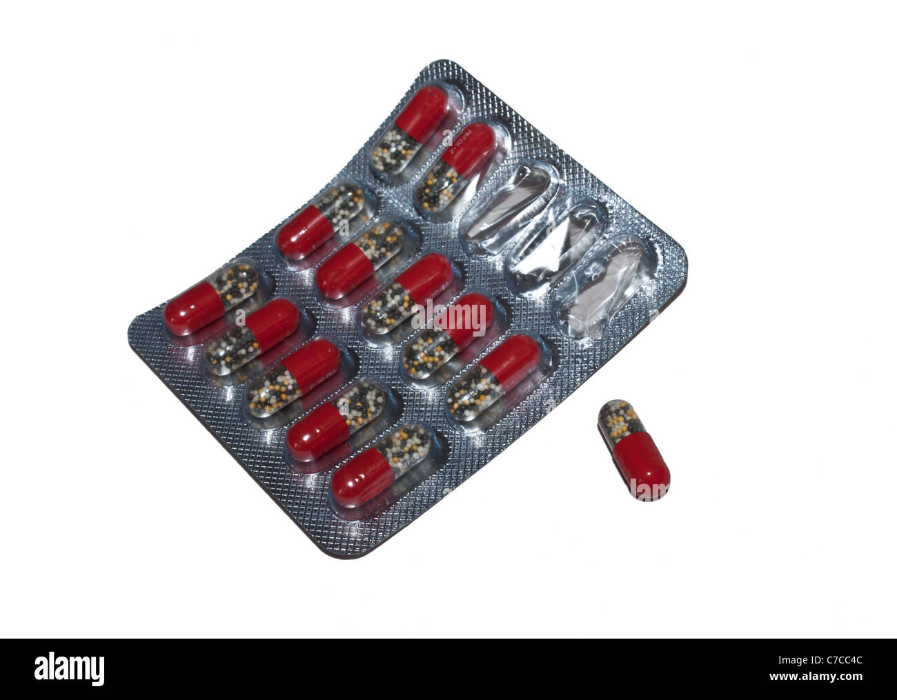 Tablets capsules broken cover medicine Stock Photo - Alamy