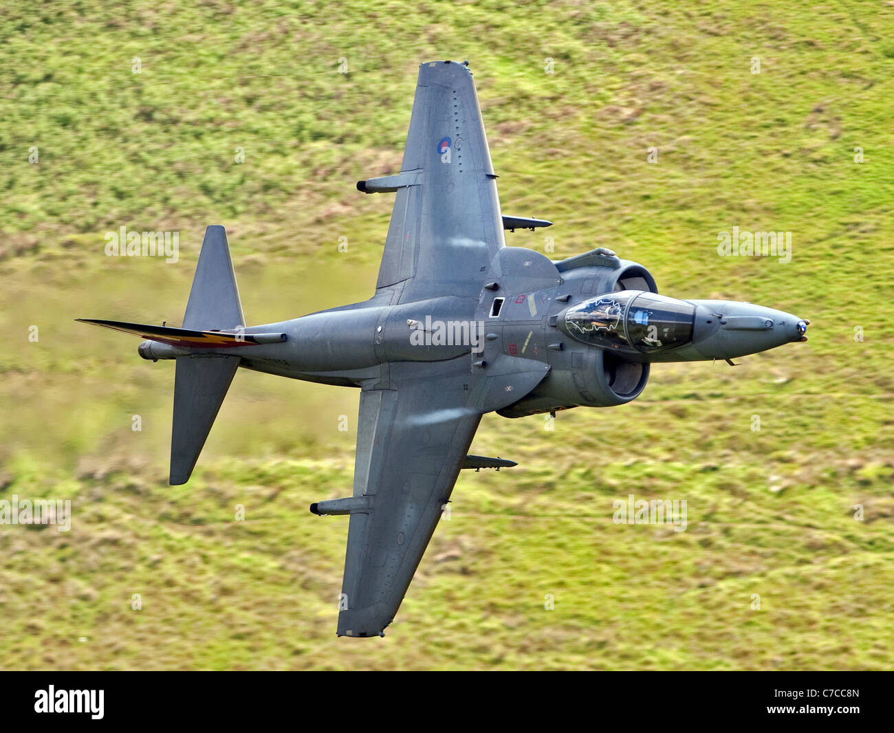 RAF Harrier GR9 attack jet fighter aircraft low level in north Wales ...