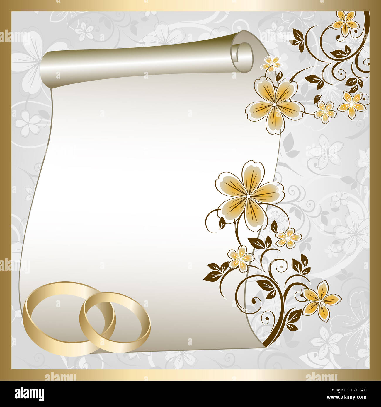 Wedding card with a floral pattern and place for text Stock Photo - Alamy