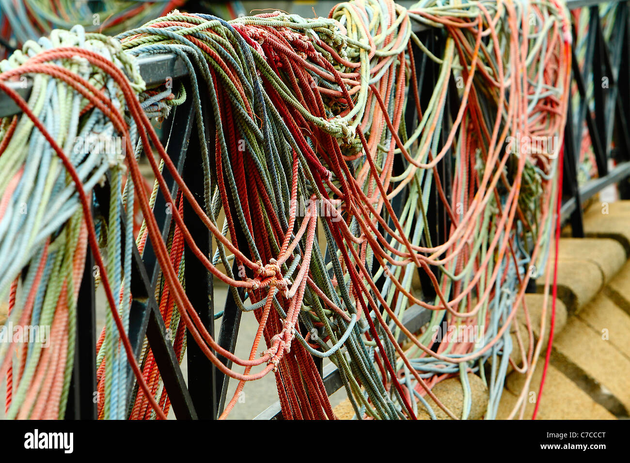 Drying of the ropes of trawler Stock Photo - Alamy