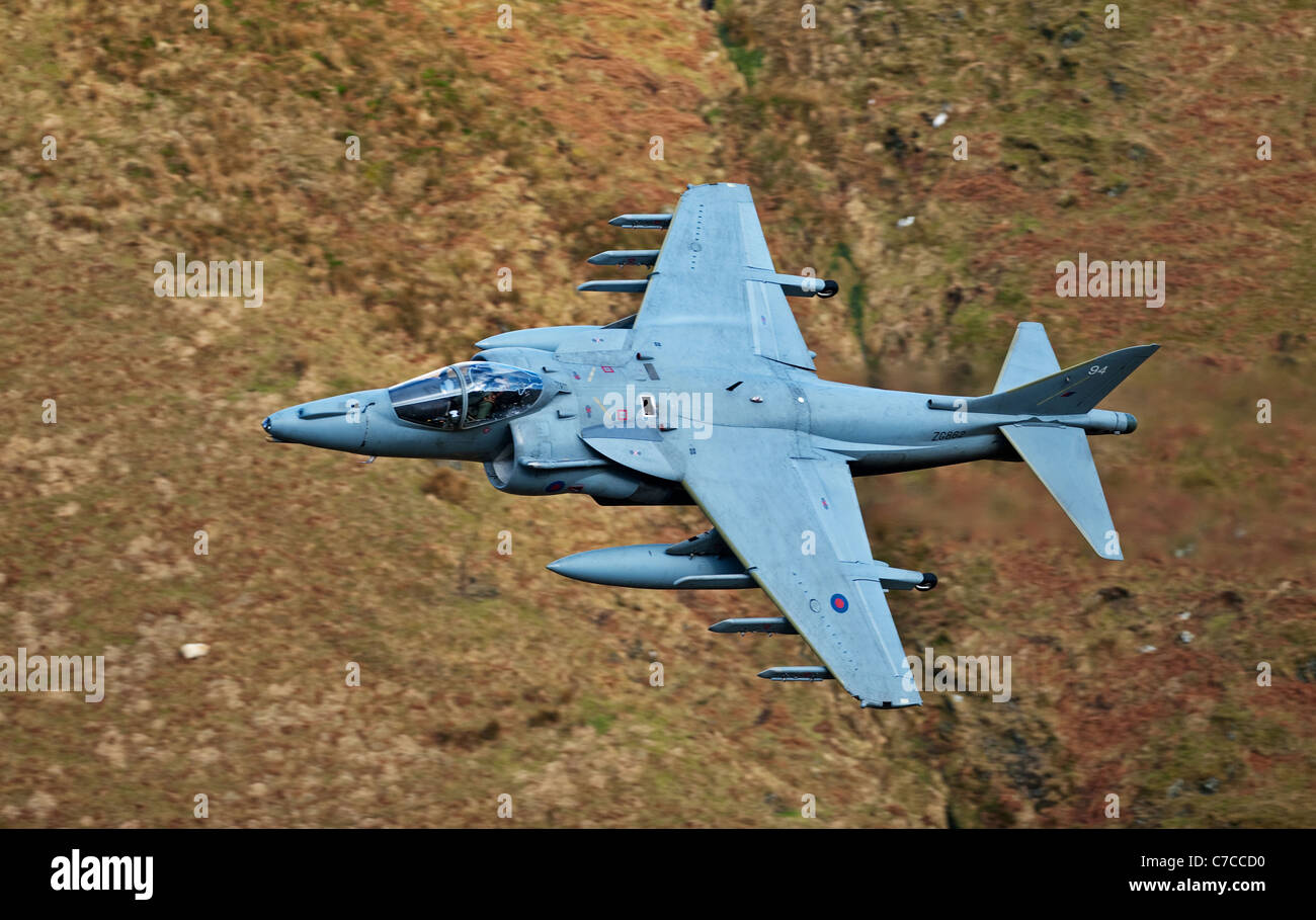 RAF Harrier GR9 attack jet fighter aircraft low level in north Wales ...