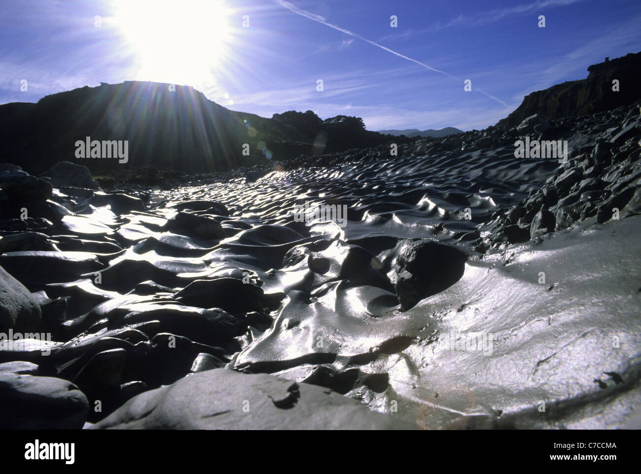 dried out riverbed after flooding in wairarape Stock Photo - Alamy