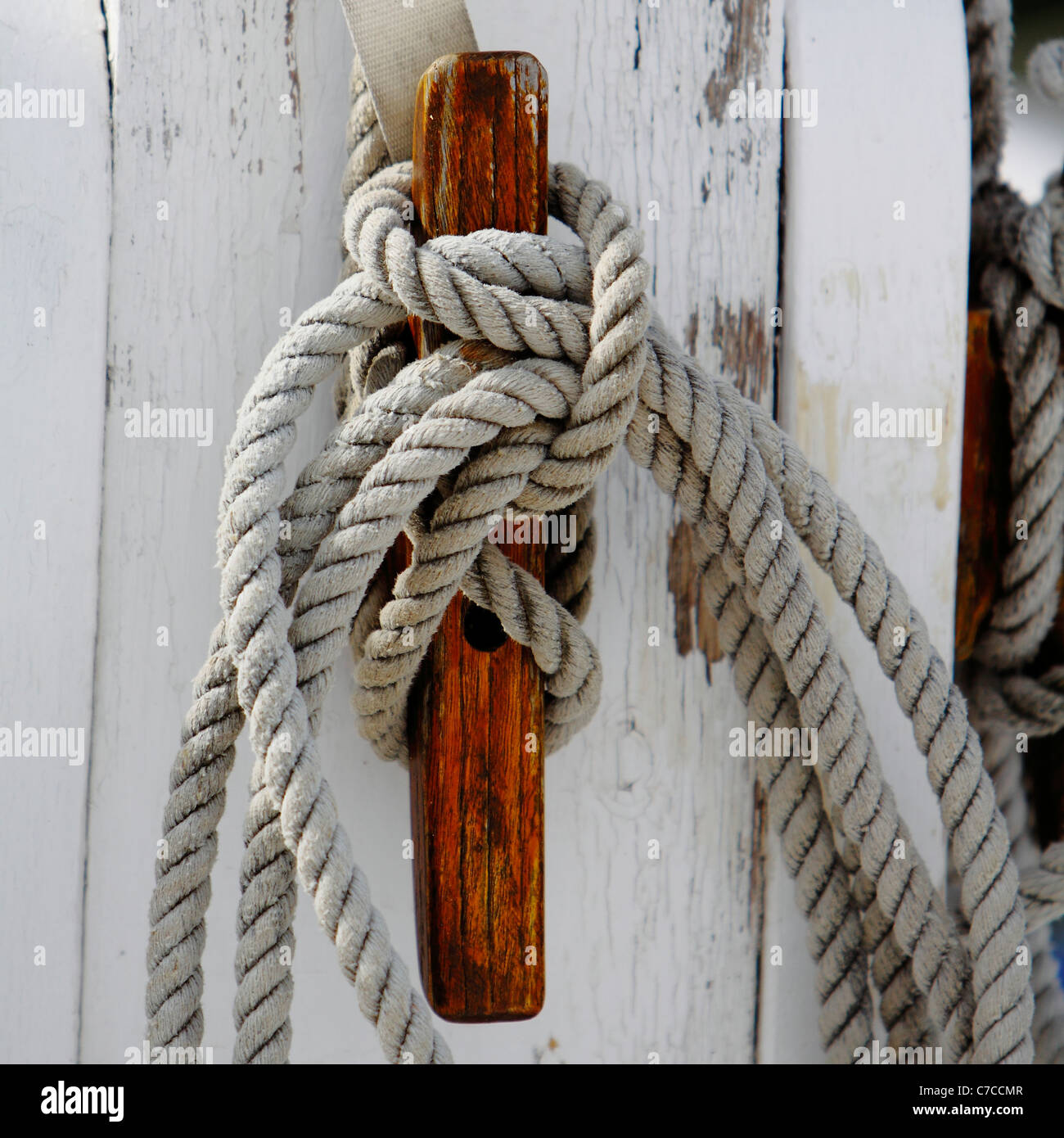 Rope on old sailing ship Stock Photo - Alamy
