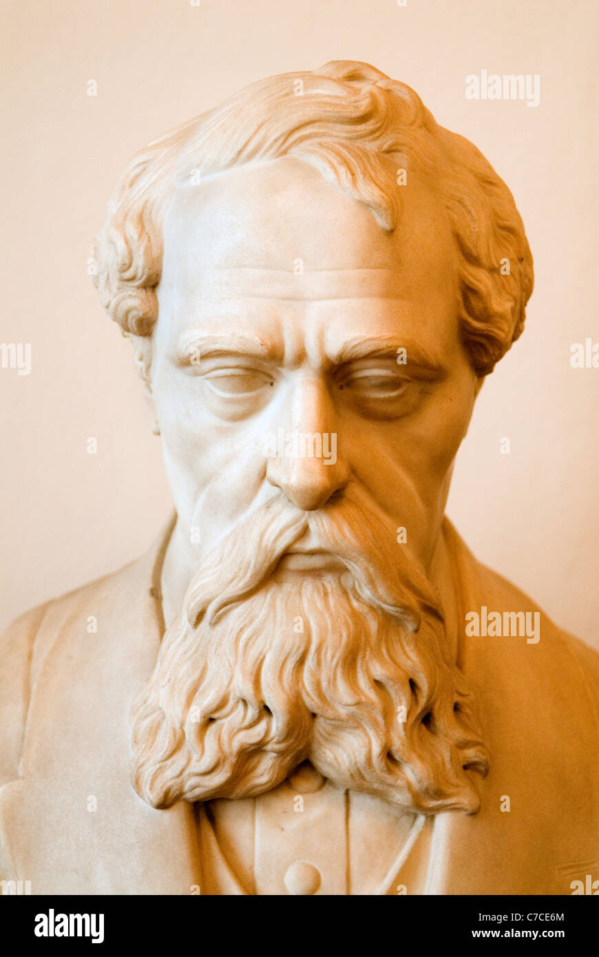 Charles Dickens portrait bust as a old man in the Charles Dickens ...