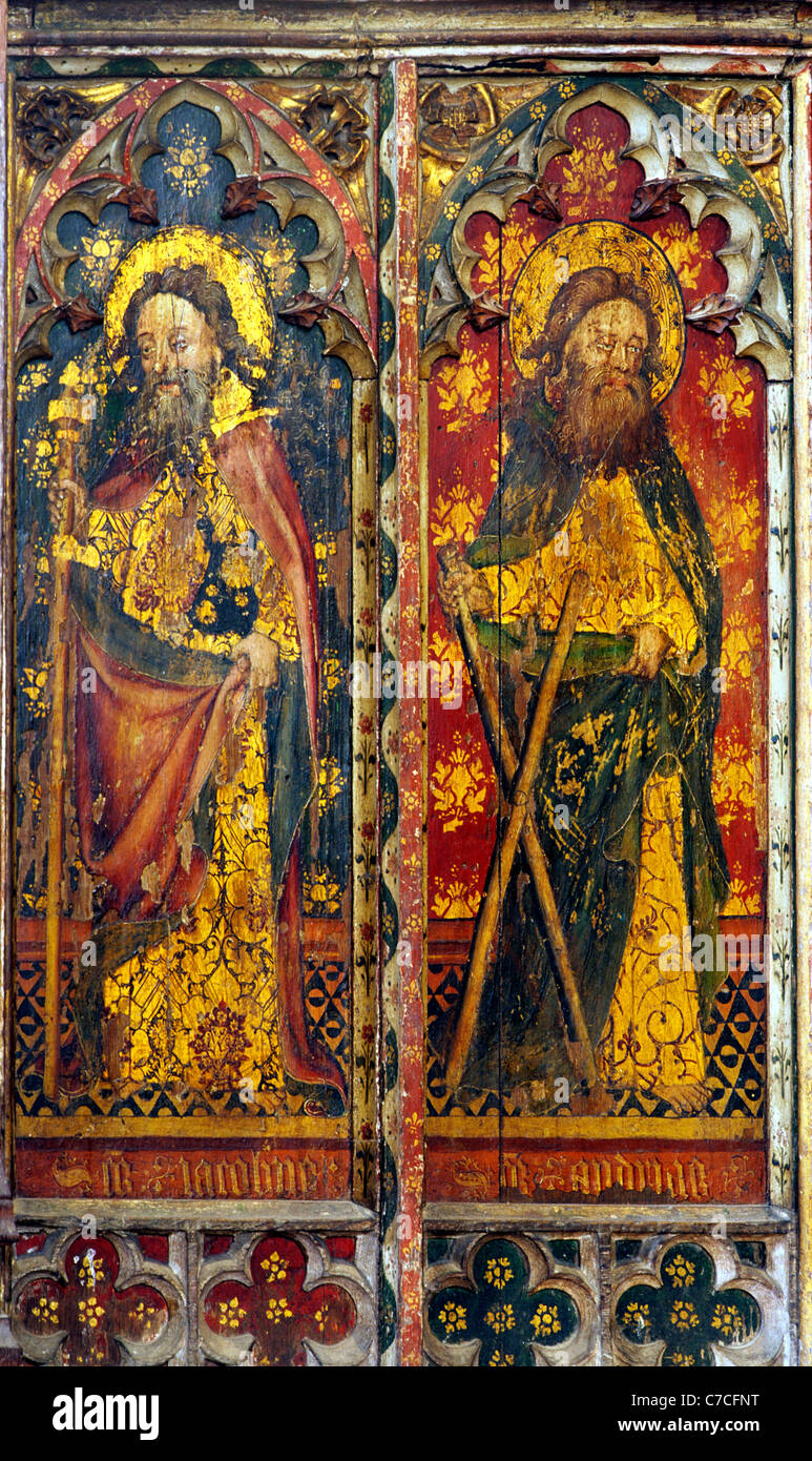 Old Hunstanton, Norfolk. Rood screen apostles, St. James the Greater ...