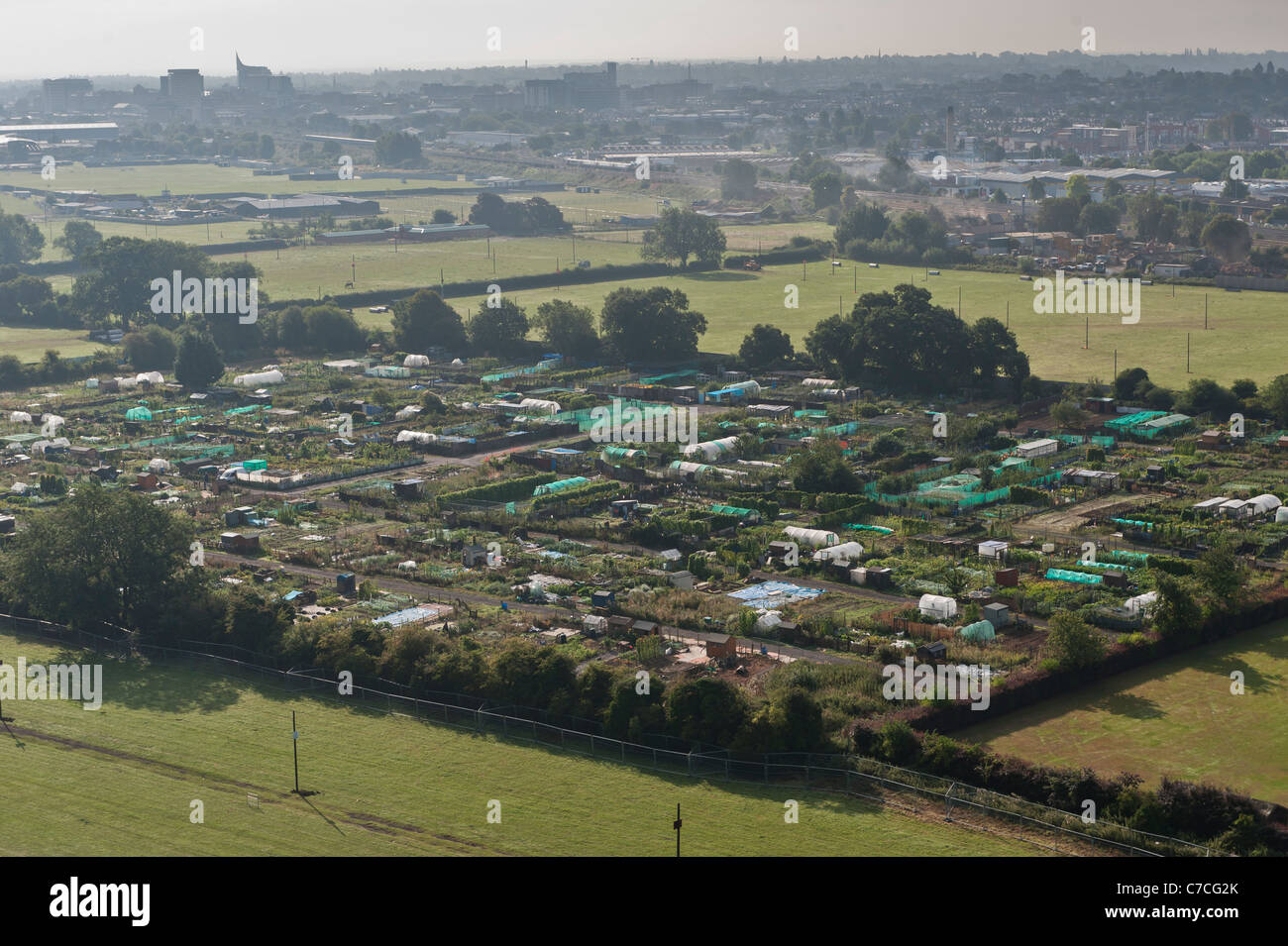 Aerial view of allotments, Reading, Berkshire, UK Stock Photo - Alamy