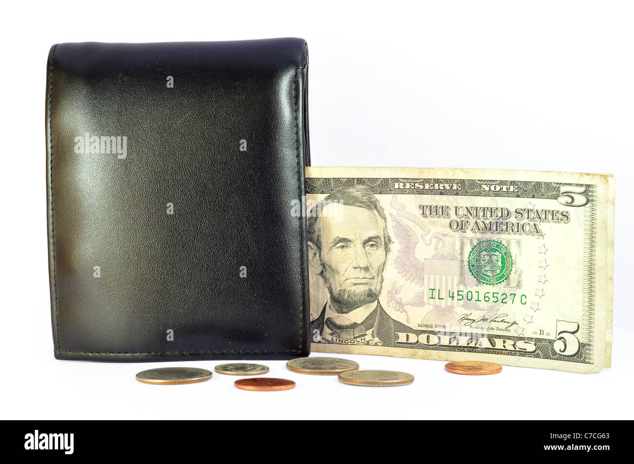 dollar banknote , coins and wallet Stock Photo - Alamy