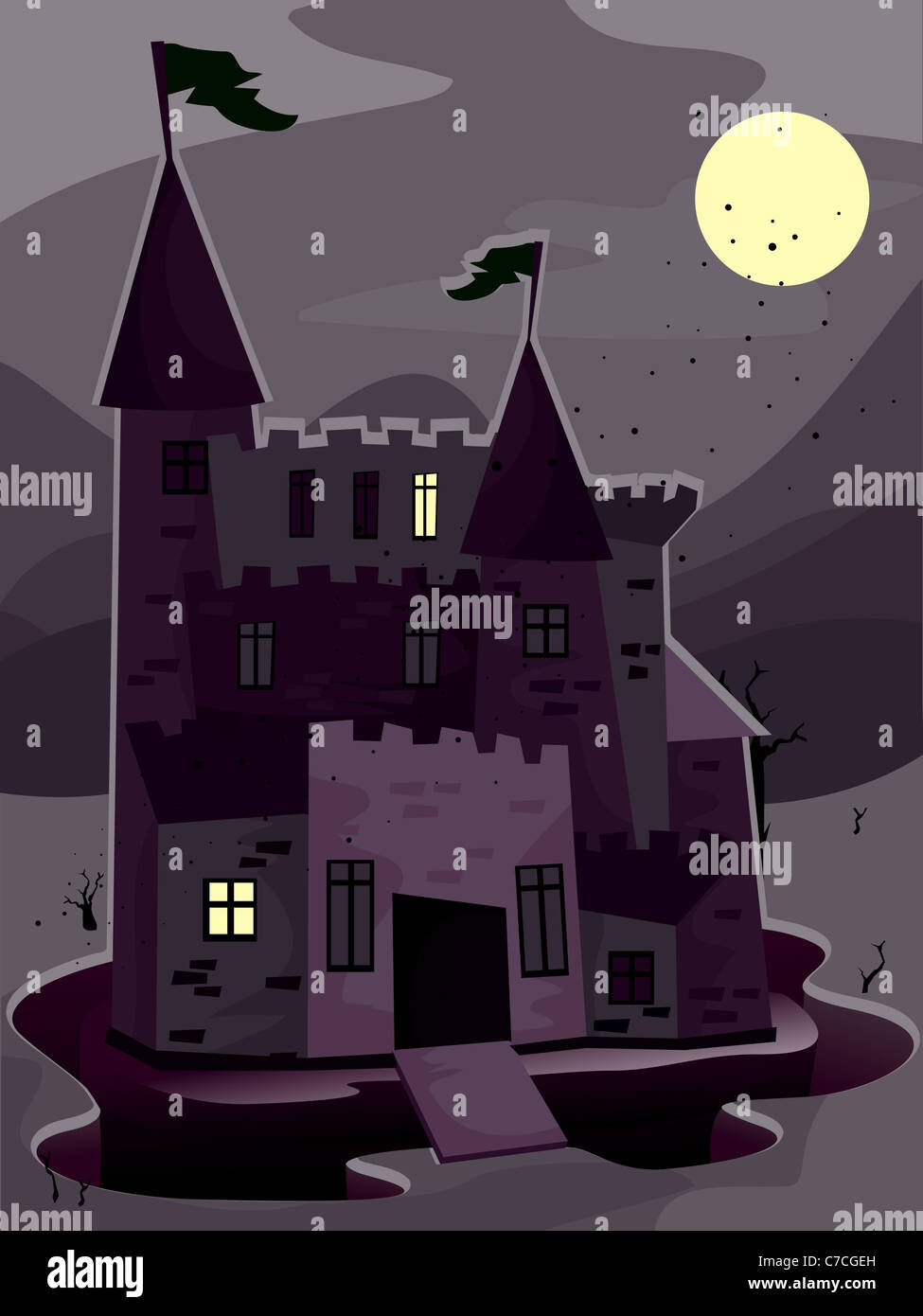 Dark Castle Illustration Stock Photo - Alamy