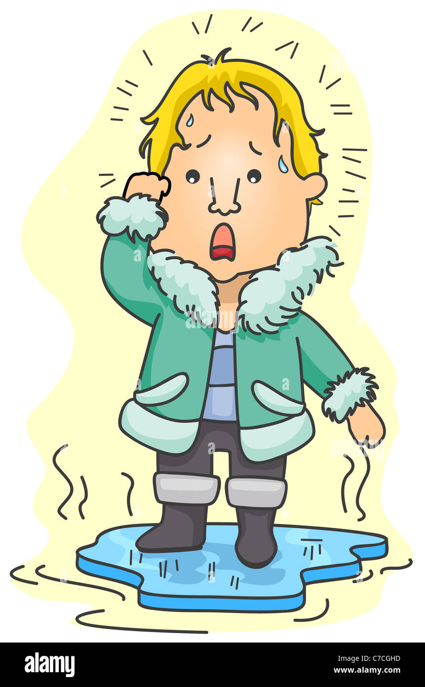 Man in North Pole with Ice Melting with Clipping Path Stock Photo - Alamy