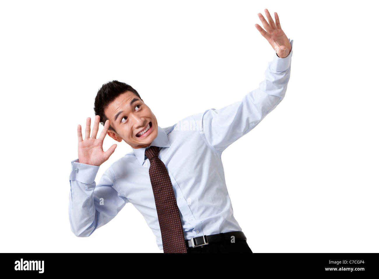 Portrait of a Businessman Protecting Himself Stock Photo - Alamy