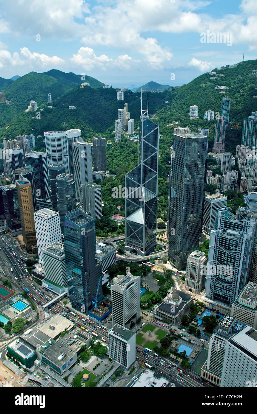 View of Central from the rooftop of IFC 2, including the Bank of China ...