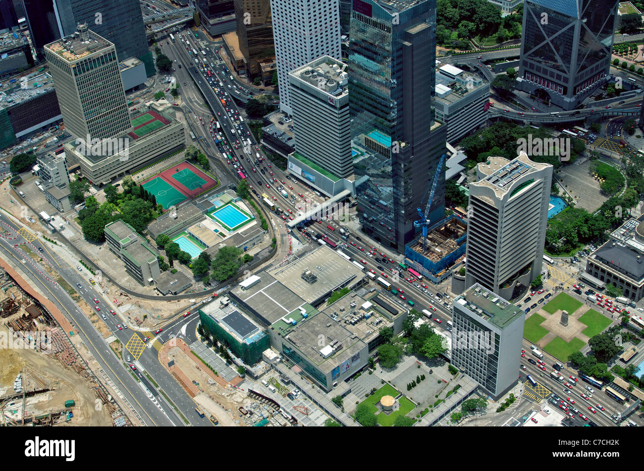 View of Central from the rooftop of IFC 2, including the Bank of China ...