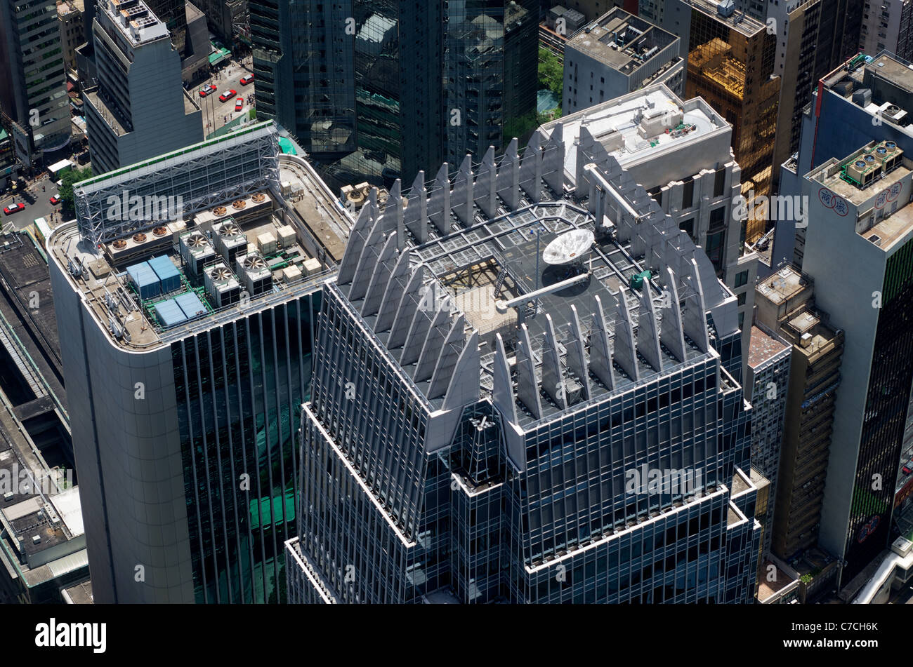 The rooftops of IFC One and the Hang Seng Bank headquarters Stock Photo ...