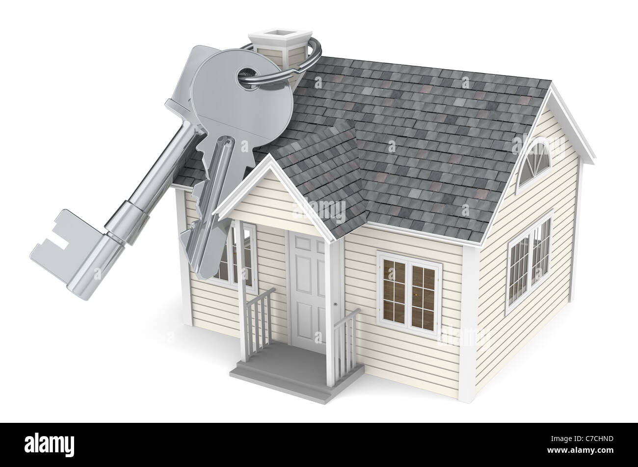 House keys hanging on a House Stock Photo - Alamy