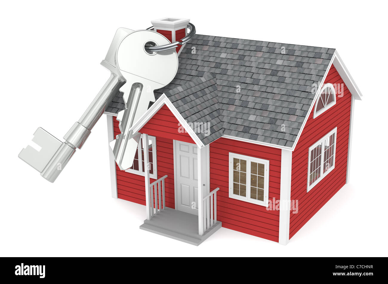 House keys hanging on a Red House Stock Photo - Alamy