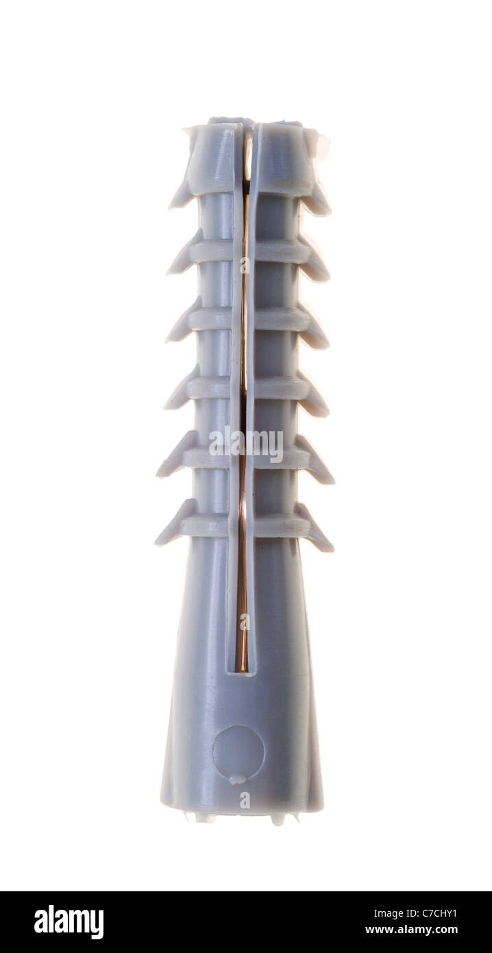 detail of the wall dowel - expandable socket - on white background ...
