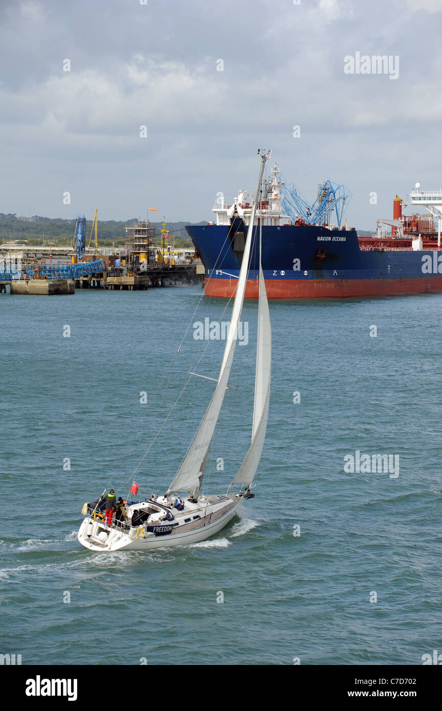 Sailing on Southampton Water UKSA Freedom passing the bulk tanker ...
