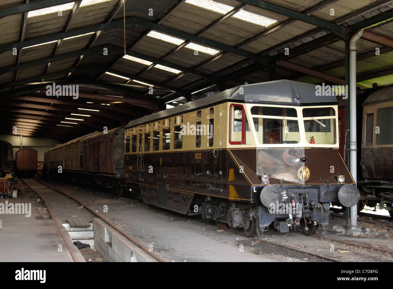 1940s GWR Diesel Railcar in shed Didcot Railway Centre September 2011 ...